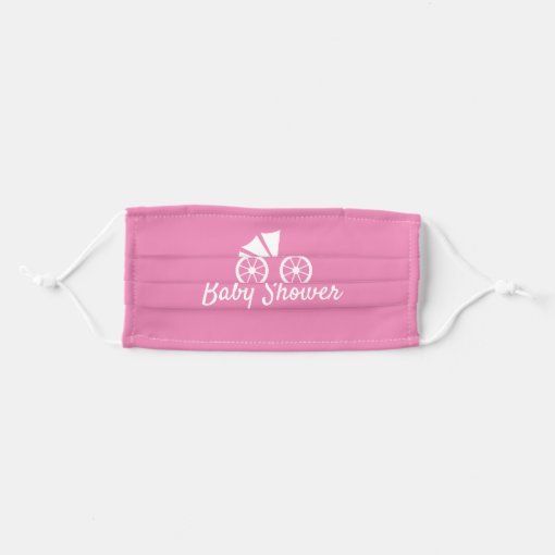 Girl baby shower face mask with cute stroller | Zazzle