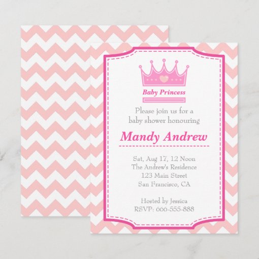 Girl Baby Shower - Pink Baby Princess With Crown Invitation | Zazzle