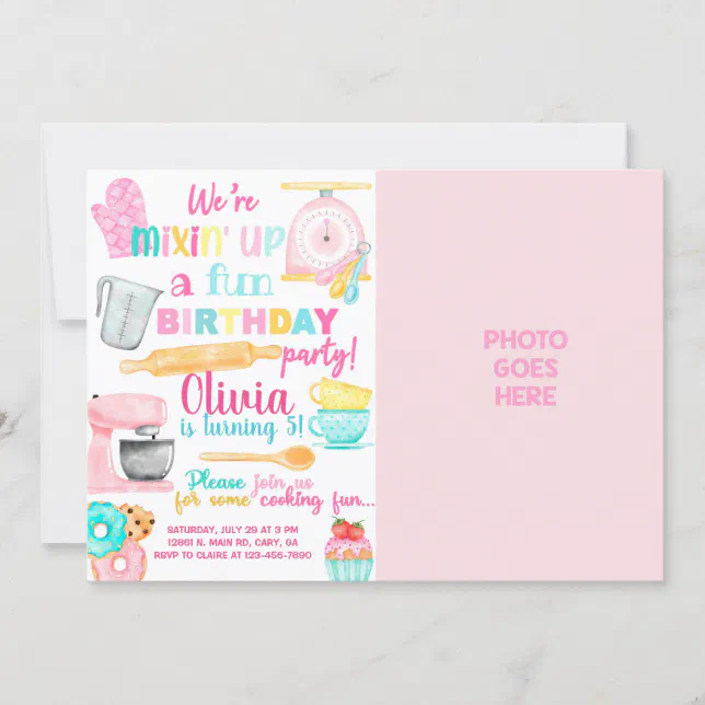 Girl baking / cooking photo birthday invitation. i invitation | Zazzle