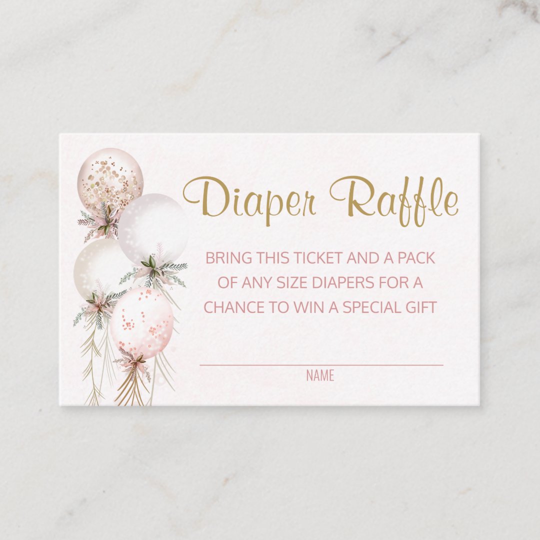 Girl Balloon Diaper Raffle Tickets | Zazzle