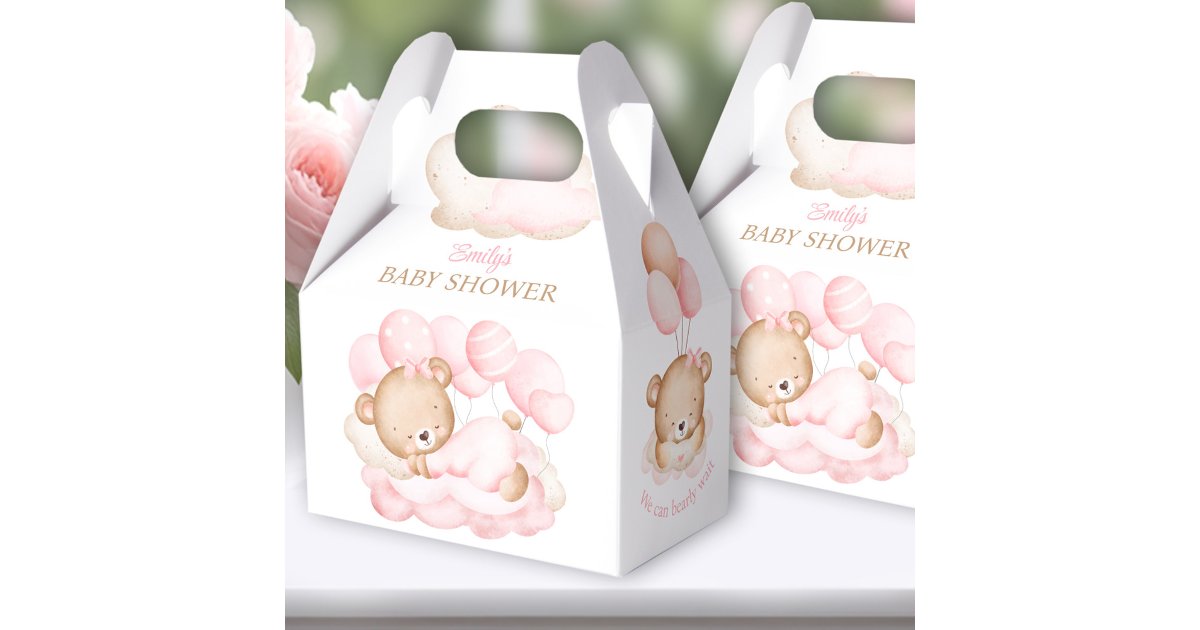 Girl Bear Baby Shower Gable Favor Box | Zazzle
