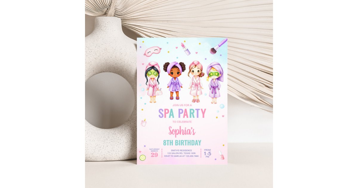 Girl Beauty Spa Party Birthday Party Invitation | Zazzle