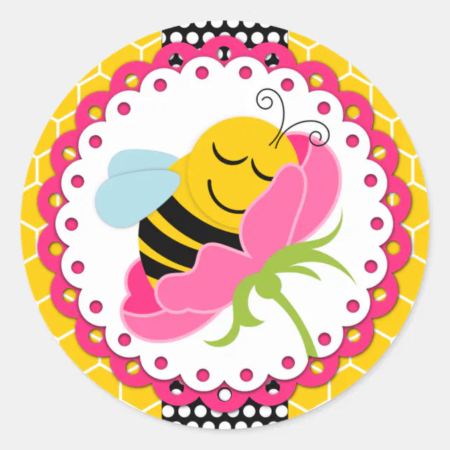 Girl Bee Baby Shower Stickers | Zazzle