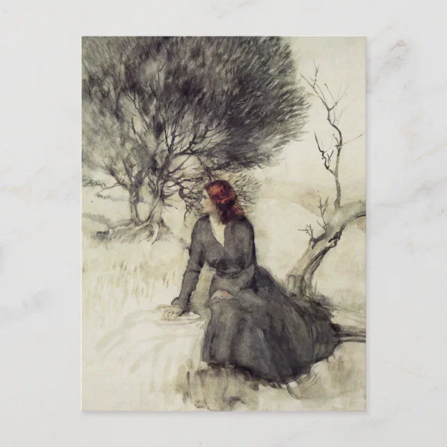 Girl Beside a Stream Postcard | Zazzle