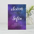 Girl Birthday Purple Stars Galaxy Universe Invitation | Zazzle