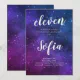 Girl Birthday Purple Stars Galaxy Universe Invitation | Zazzle