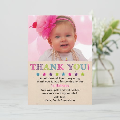 Girl birthday thank you card | Zazzle