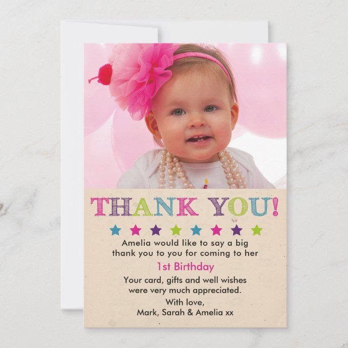Girl birthday thank you card | Zazzle.com