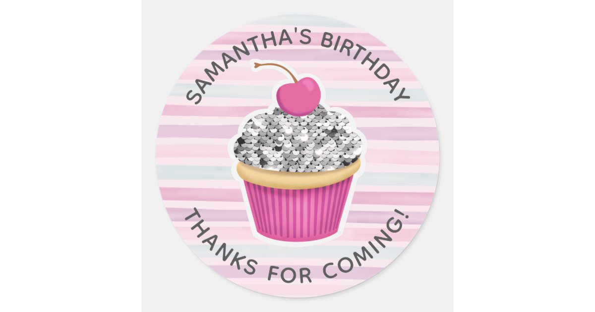 Girl Birthday thank you Classic Round Sticker | Zazzle