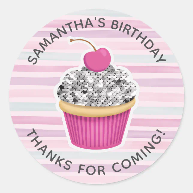 Girl Birthday thank you Classic Round Sticker | Zazzle