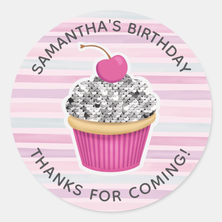 Girl Birthday thank you Classic Round Sticker | Zazzle