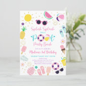 Girl Boho Pool Party Birthday Invitation | Zazzle