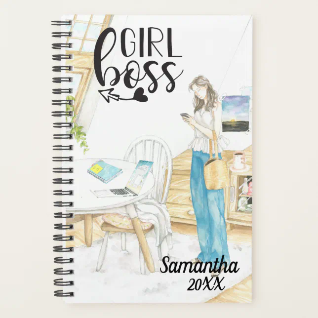 Girl Boss office Monogram Name Personalized Planner | Zazzle