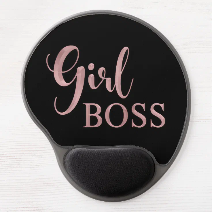 Girl Boss Pink Script Modern Typography Chic Gel Mouse Pad | Zazzle