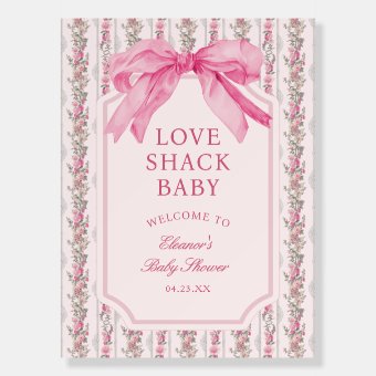 Girl Bow Love Shack Baby Shower Welcome Sign | Zazzle
