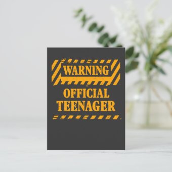 Girl Boy 13th Birthday Warning Official Teenager Postcard | Zazzle