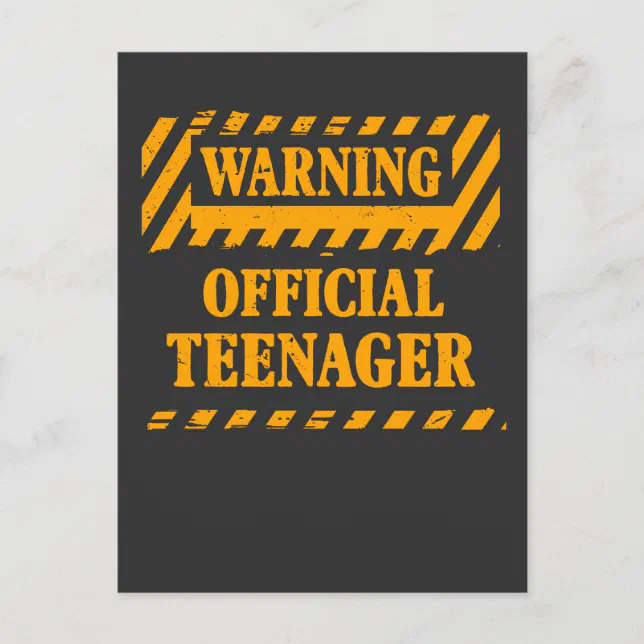 Girl Boy 13th Birthday Warning Official Teenager Postcard | Zazzle