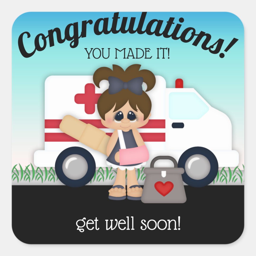 Girl Broken Arm Get Well Soon Sticker | Zazzle