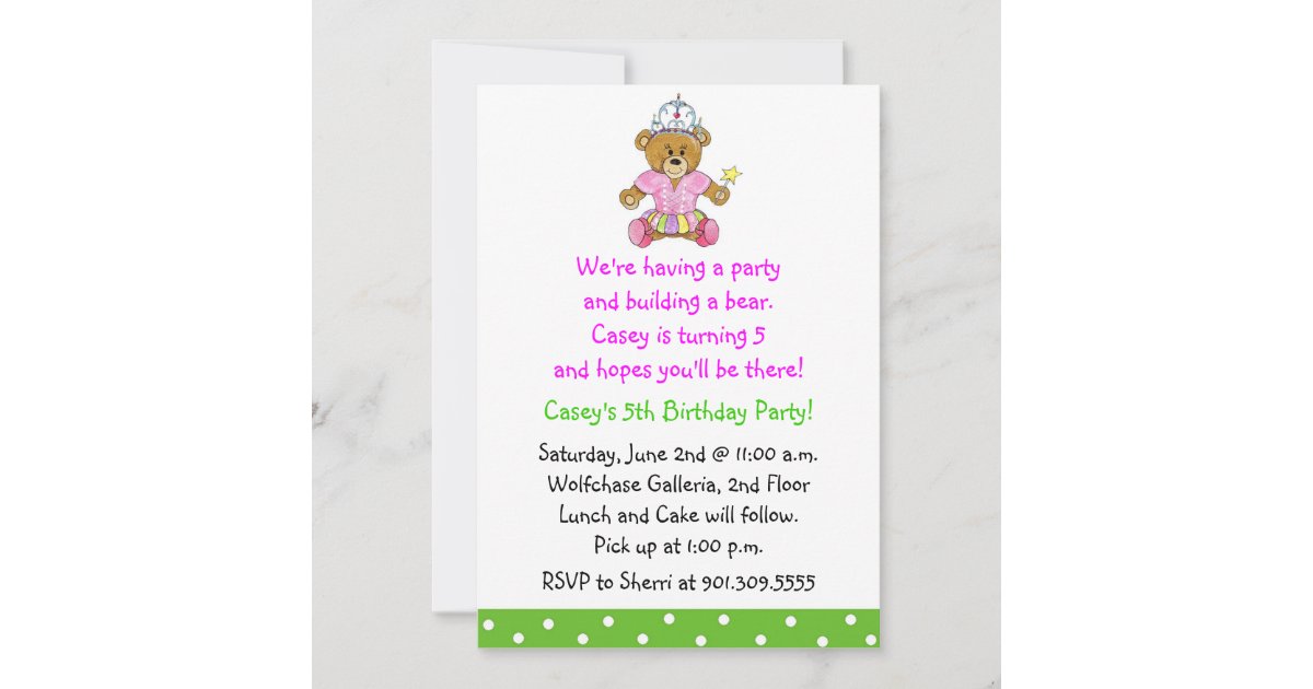 Girl Build a Bear Invitation | Zazzle