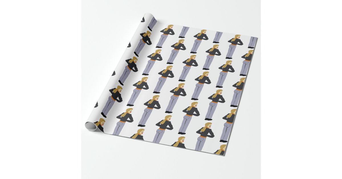 girl button wrapping paper | Zazzle