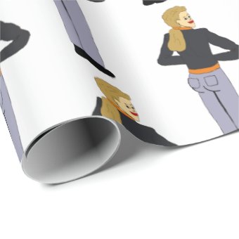 girl button wrapping paper | Zazzle