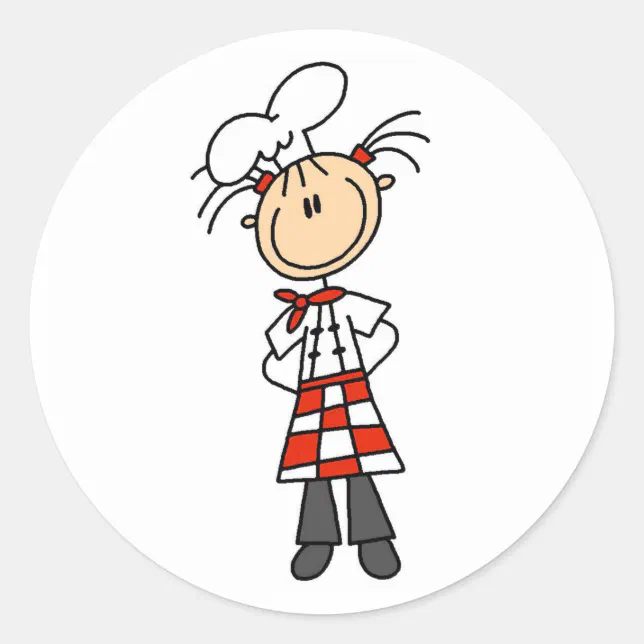 Girl Chef Stick Figure Stickers | Zazzle