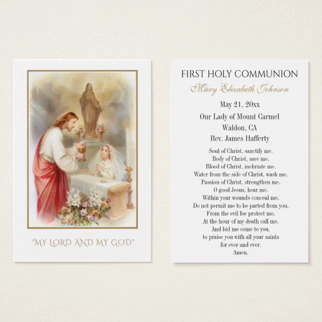 GIrl Communion Catholic Remembrance Holy Card | Zazzle