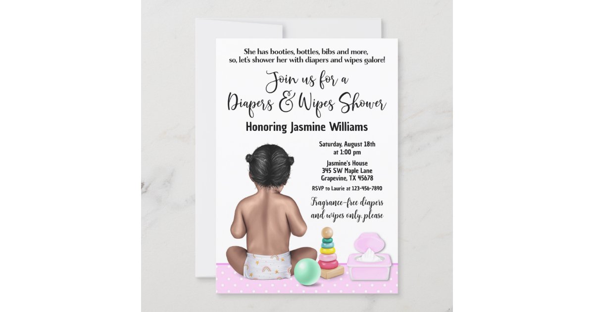 Girl Diaper Shower Invitation | Zazzle