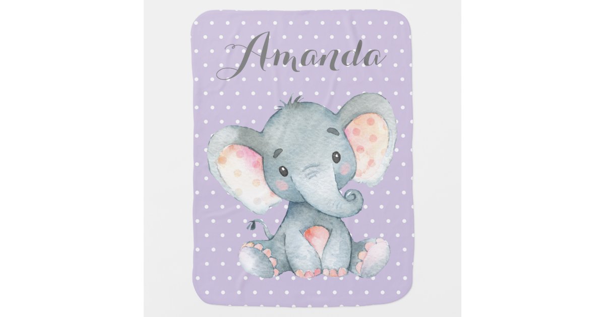 Girl Elephant Baby Purple Baby Blanket | Zazzle