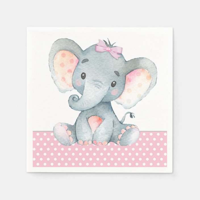 Girl Elephant Baby Shower Paper Napkins | Zazzle.com