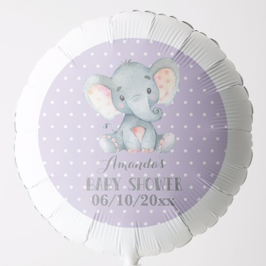 Girl Elephant Baby Shower Purple and Gray Balloon | Zazzle.com