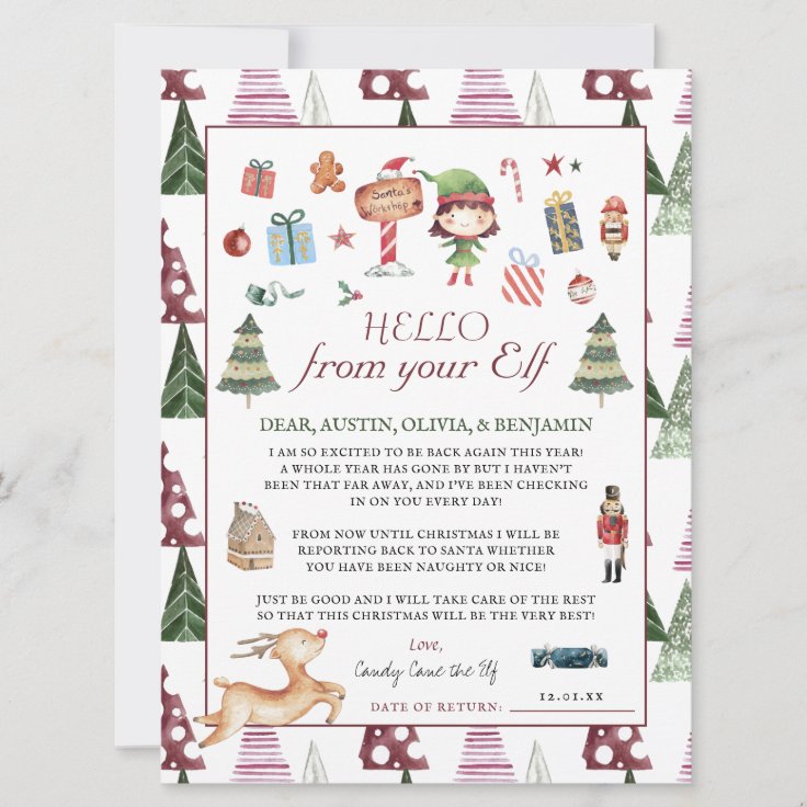Girl Elf | Kids Christmas Elf Hello Letter | Zazzle