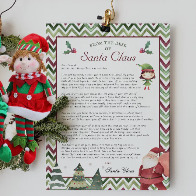 Girl Elf | Retirement Letter Christmas Santas Desk Invitation | Zazzle