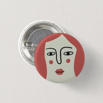 Girl face illustration button | Zazzle