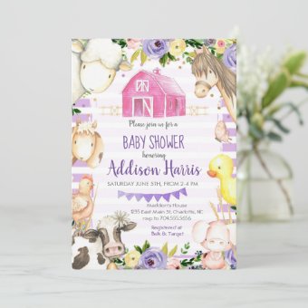 Girl Farm Baby shower Invitation | Zazzle