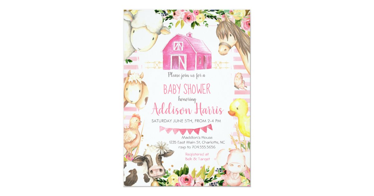 Girl Farm Baby shower Invitation | Zazzle.com