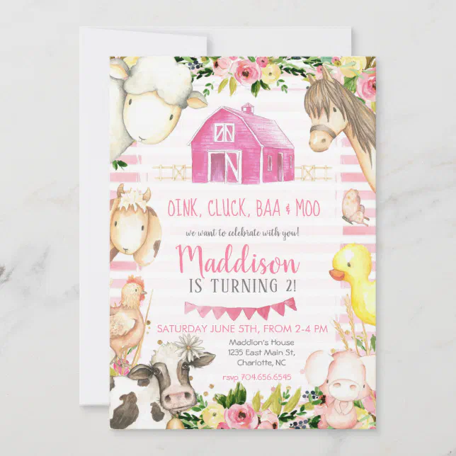 Girl Farm Birthday Invitation | Zazzle