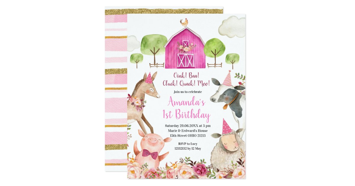Girl Farm Birthday invitation | Zazzle.com