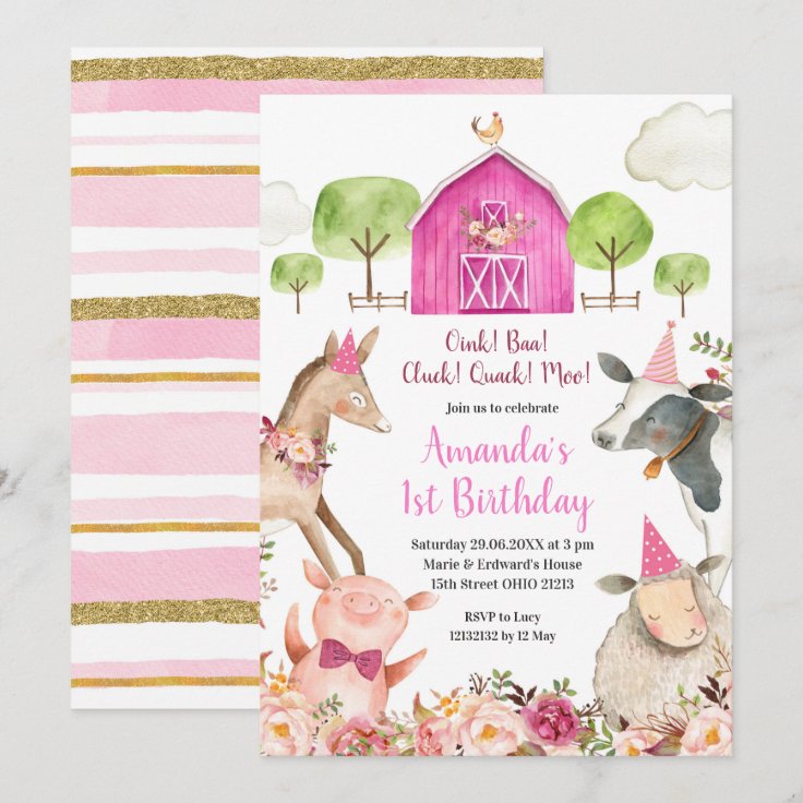 Girl Farm Birthday invitation | Zazzle