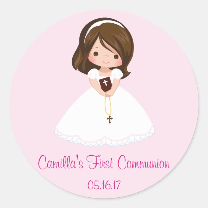 Girl First Communion Stickers Envelope Seals | Zazzle.com
