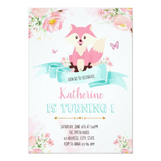 Girl fox birthday invitation | Zazzle.com
