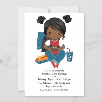 Girl Game Night Video Game Birthday Party Magnetic Invitation | Zazzle