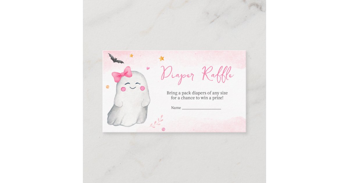 Girl Ghost Halloween Baby Shower Diaper Raffle Enclosure Card | Zazzle