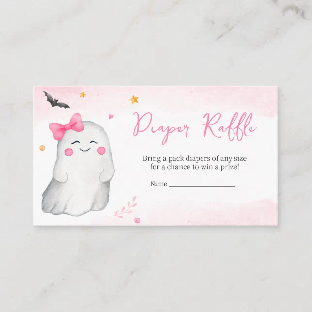 Girl Ghost Halloween Baby Shower Diaper Raffle Enclosure Card | Zazzle