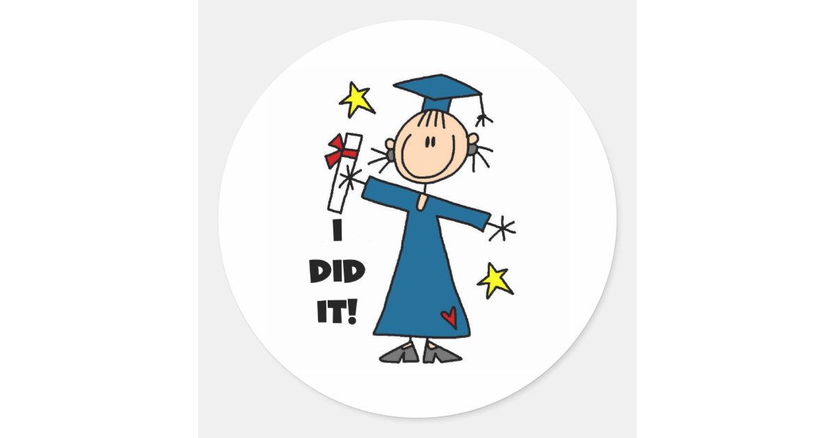 Girl Graduate Classic Round Sticker | Zazzle