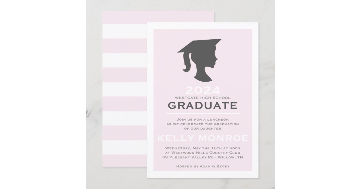 Girl Graduation Silhouette Invitation | Zazzle
