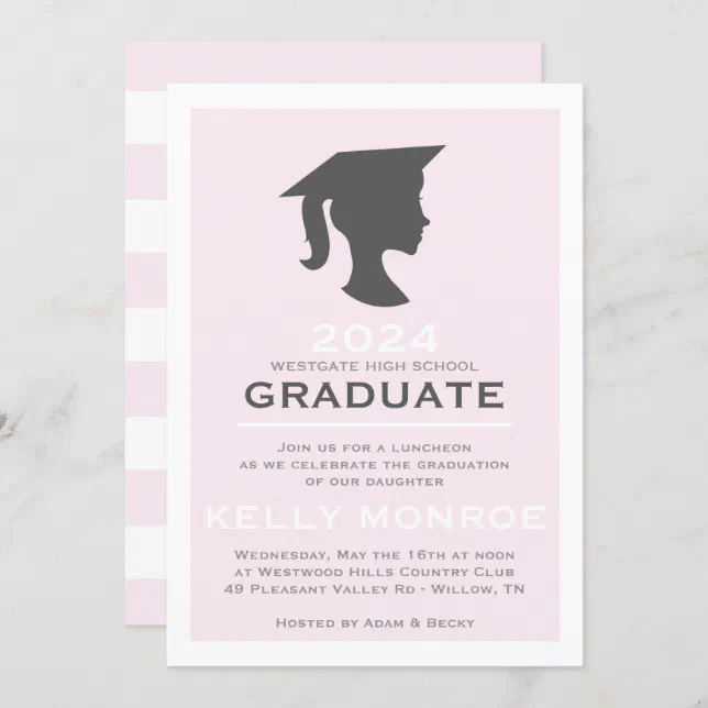 Girl Graduation Silhouette Invitation | Zazzle