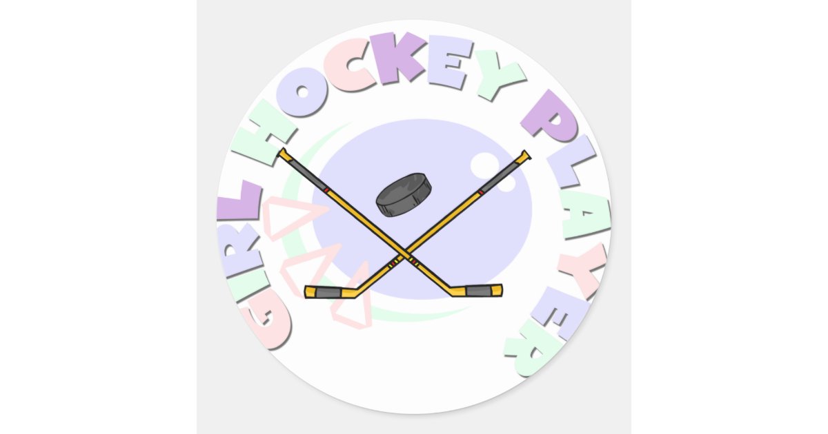 Girl Hockey Player Tshirts and Gifts Classic Round Sticker | Zazzle