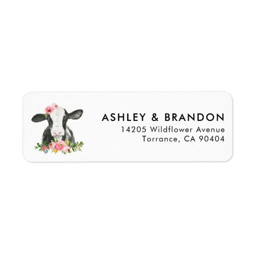 Girl Holy Cow Print Farm Cow Party Return Address Label | Zazzle
