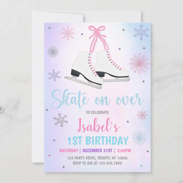 Girl Ice Skating Birthday Invitation | Zazzle